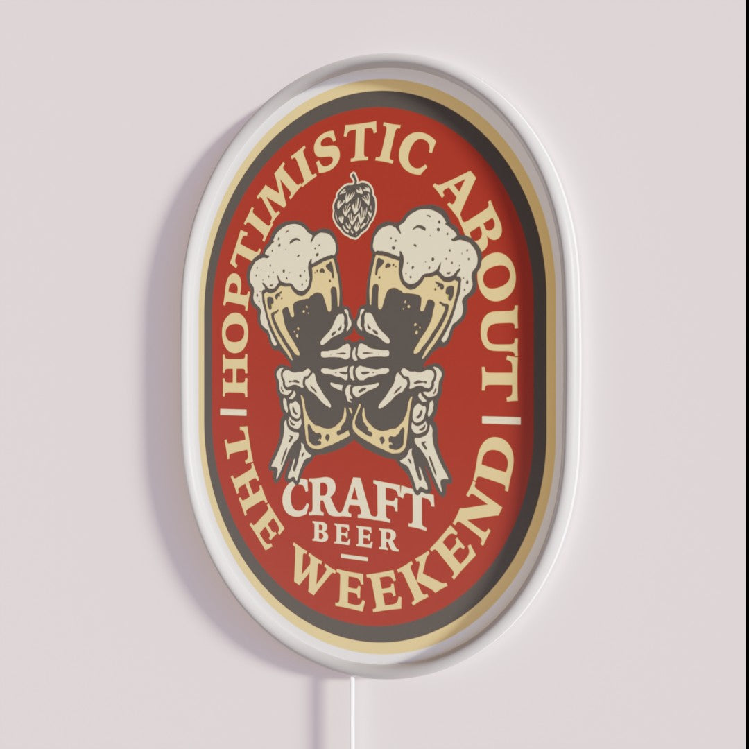 Craft Beer Hoptimistic About The Weekend Rgb Led Sign – Neon Factory