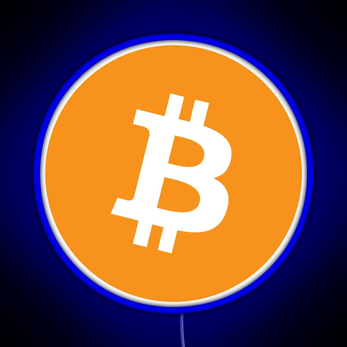 Bitcoin BTC Logo Crypto Merge Minimalist RGB neon sign