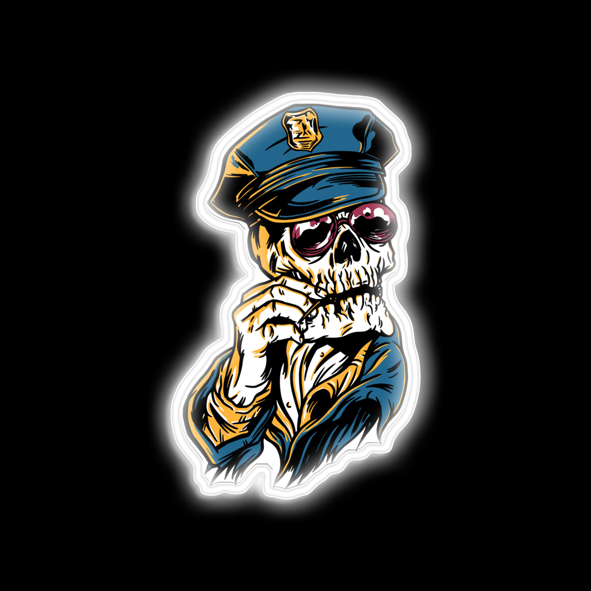 Skeleton Police Officer Halloween 2020 Illustration Neon Sign Usd165 ...