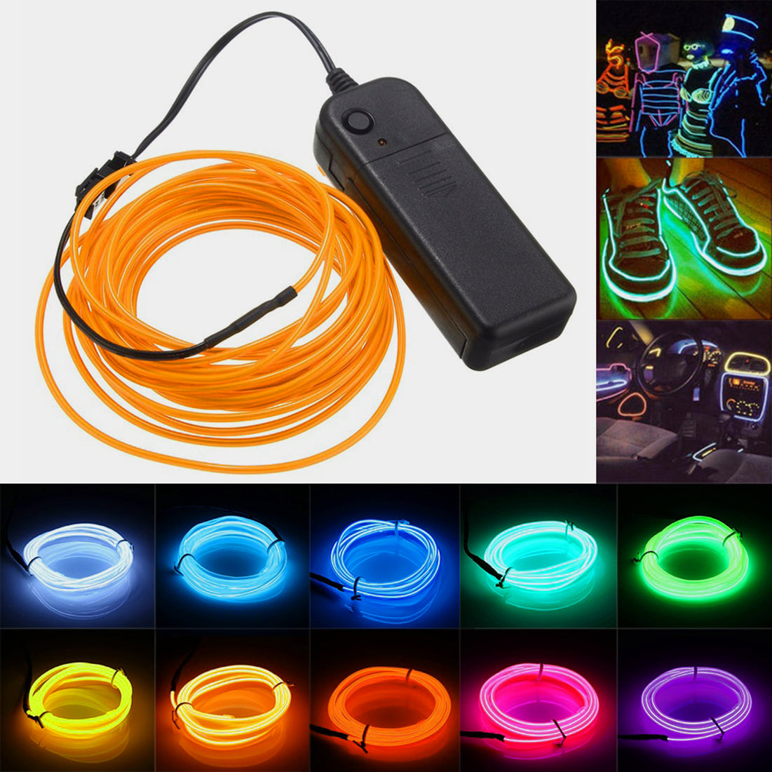 Battery powered neon lights