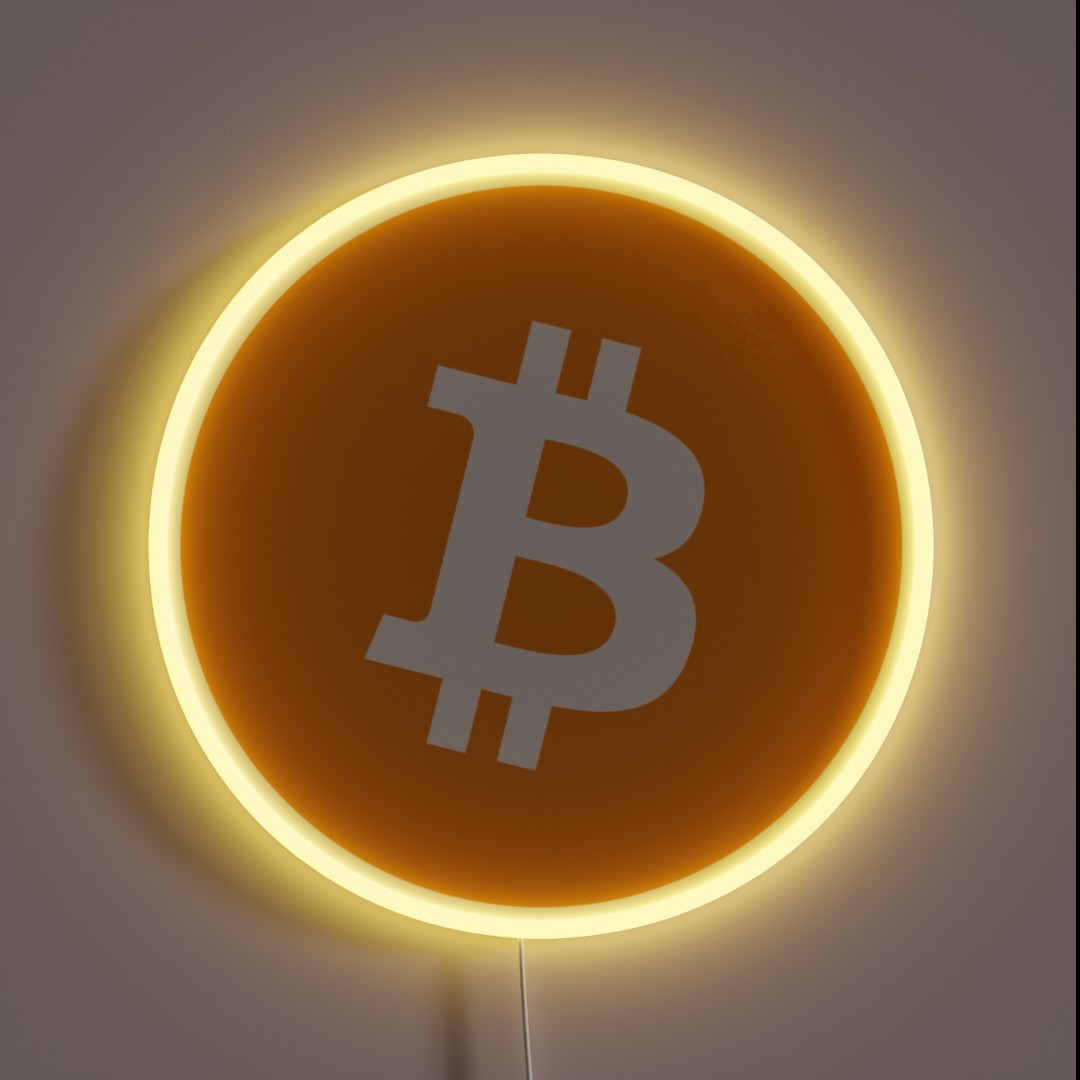 Bitcoin Btc Logo Crypto Merge Minimalist Rgb Neon Sign – Neon Factory