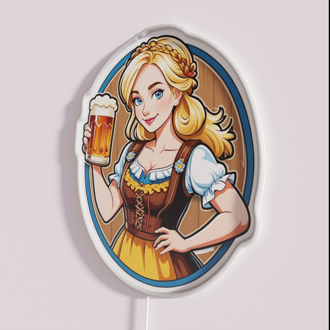 Blonde Oktoberfest Girl With Beer Stein In Traditional Outfit Rgb Led ...