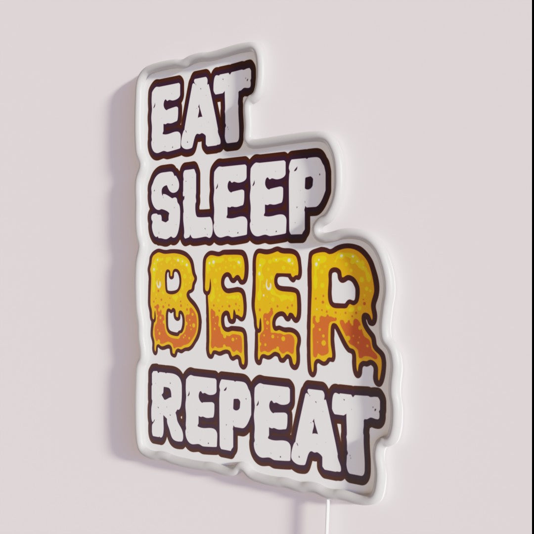 Eat Sleep Beer Repeat Funny Drinker Sayings And Quotes Rgb Led Sign ...