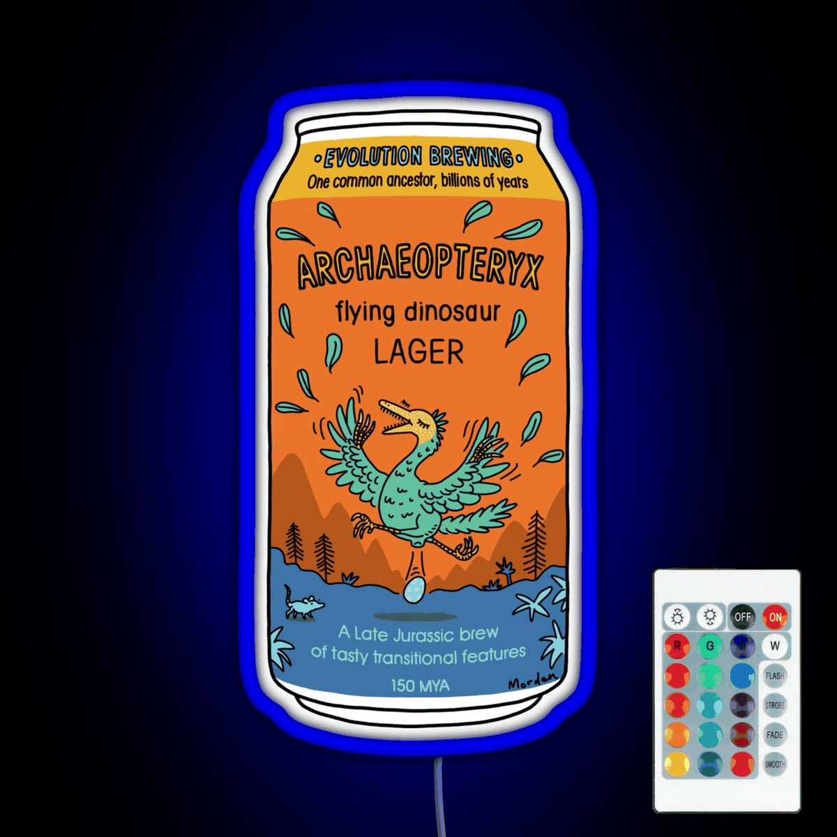 Evolution Brewing Archaeopteryx Flying Dinosaur Lager RGB neon sign