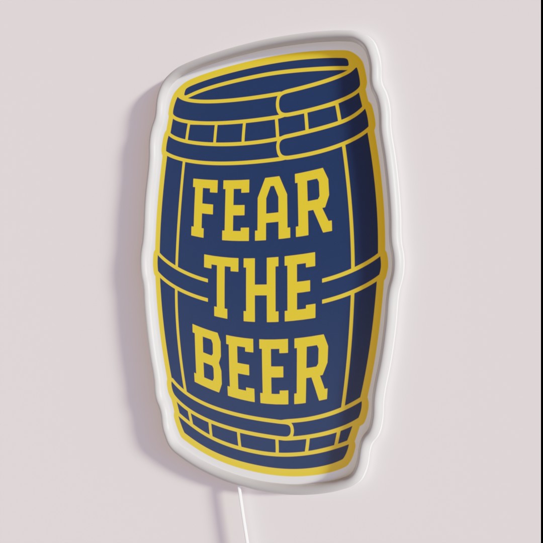 Fear The Beer Barrel White Navy Rgb Led Sign – Neon Factory