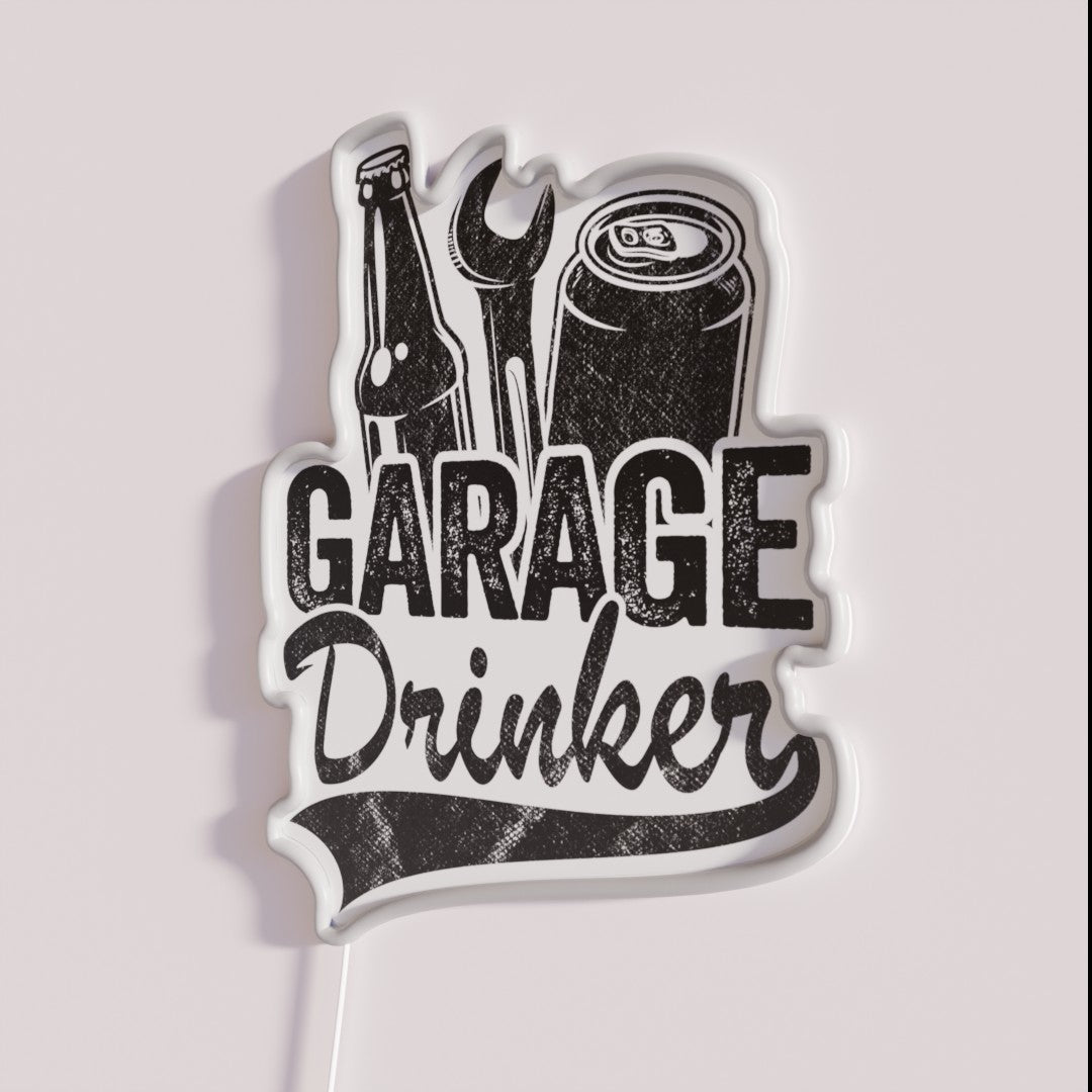 Garage Drinker Funny Beer Drinking Rgb Led Sign – Neon Factory