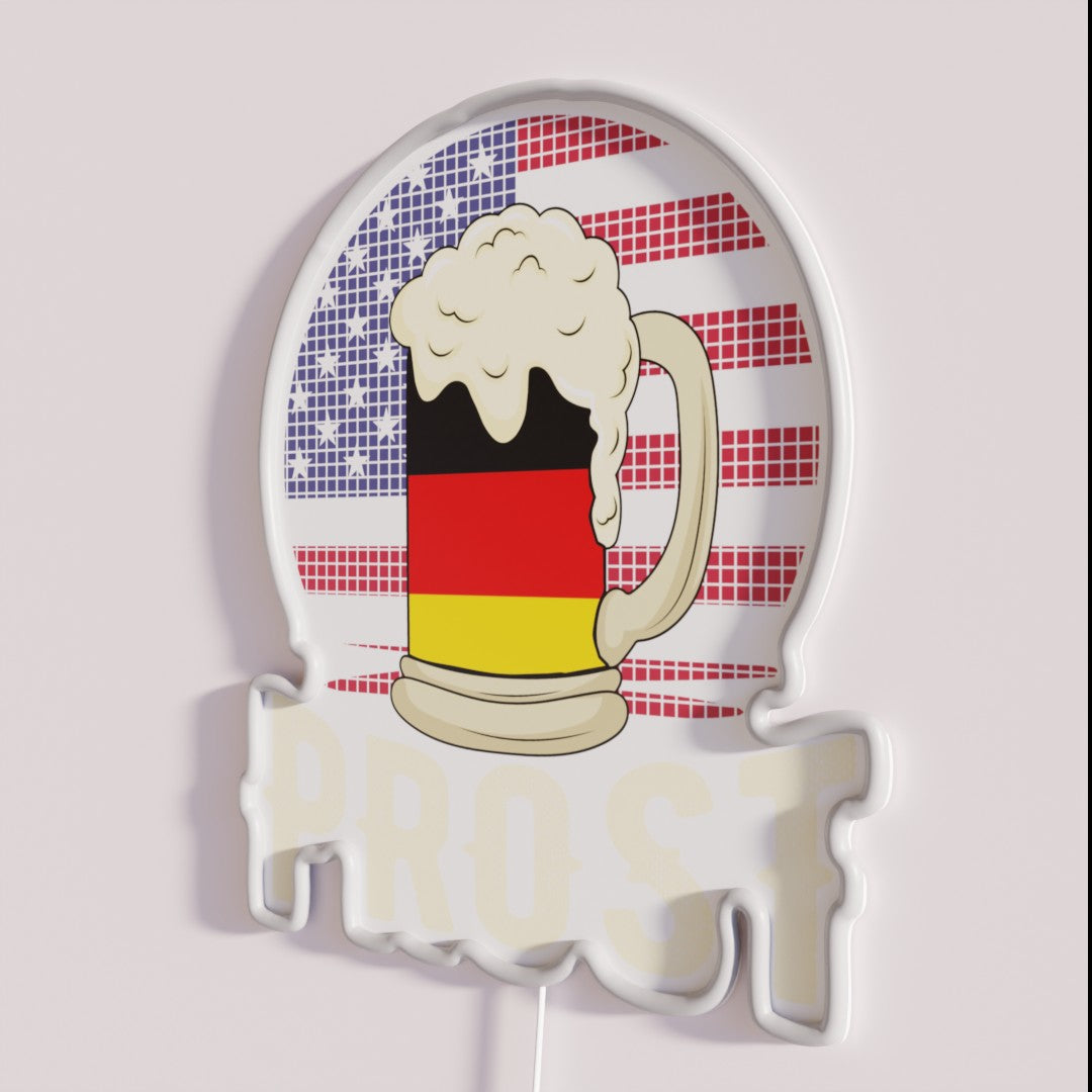 Happy Oktoberfest American German Flag Prost Rgb Led Sign – Neon Factory