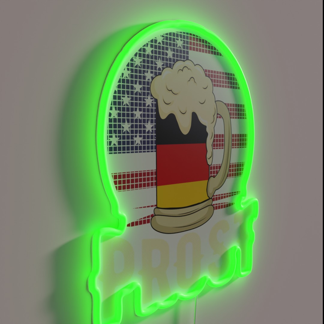 Happy Oktoberfest American German Flag Prost Rgb Led Sign – Neon Factory