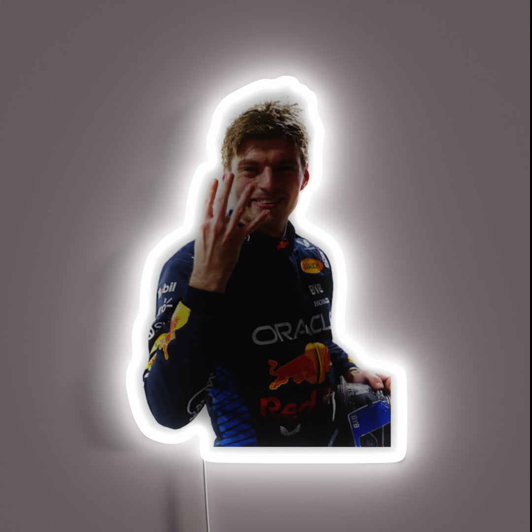 Max Verstappen Four Time World Champion Rgb Neon Sign – Neon Factory