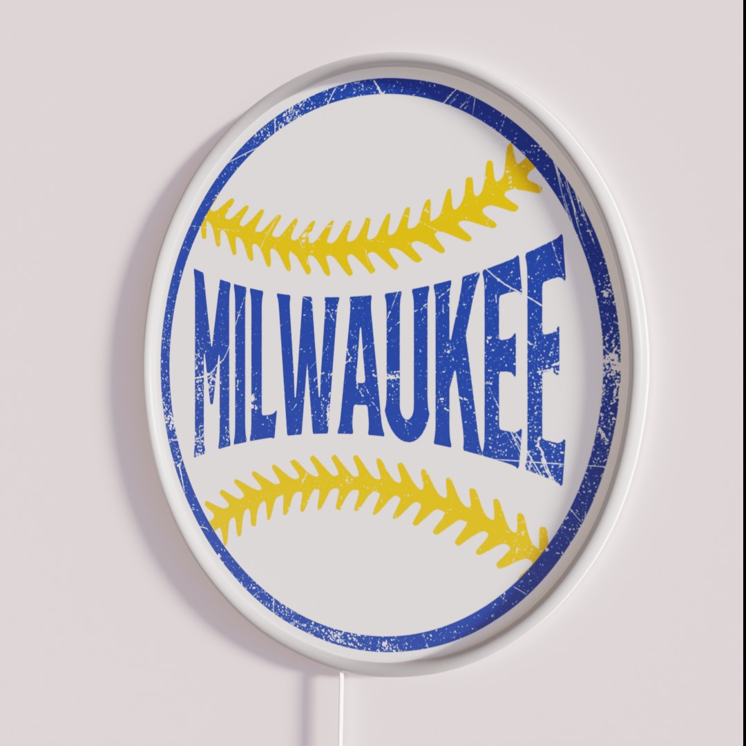 Milwaukee Retro Baseball Blue Rgb Led Sign – Neon Factory