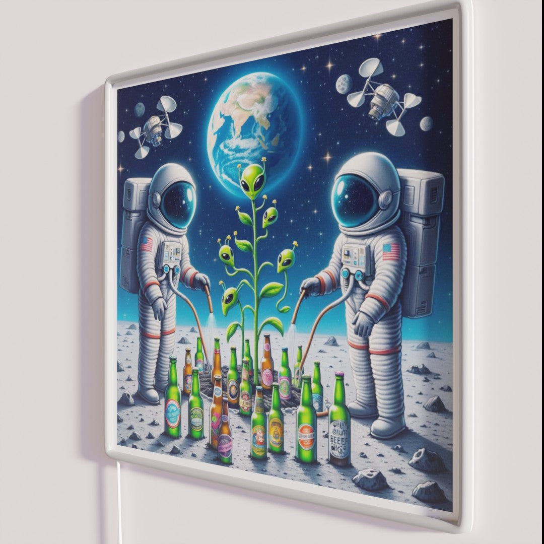 Moon Brew Crew Astronaut Lunar Beer Farming Rgb Led Sign – Neon Factory