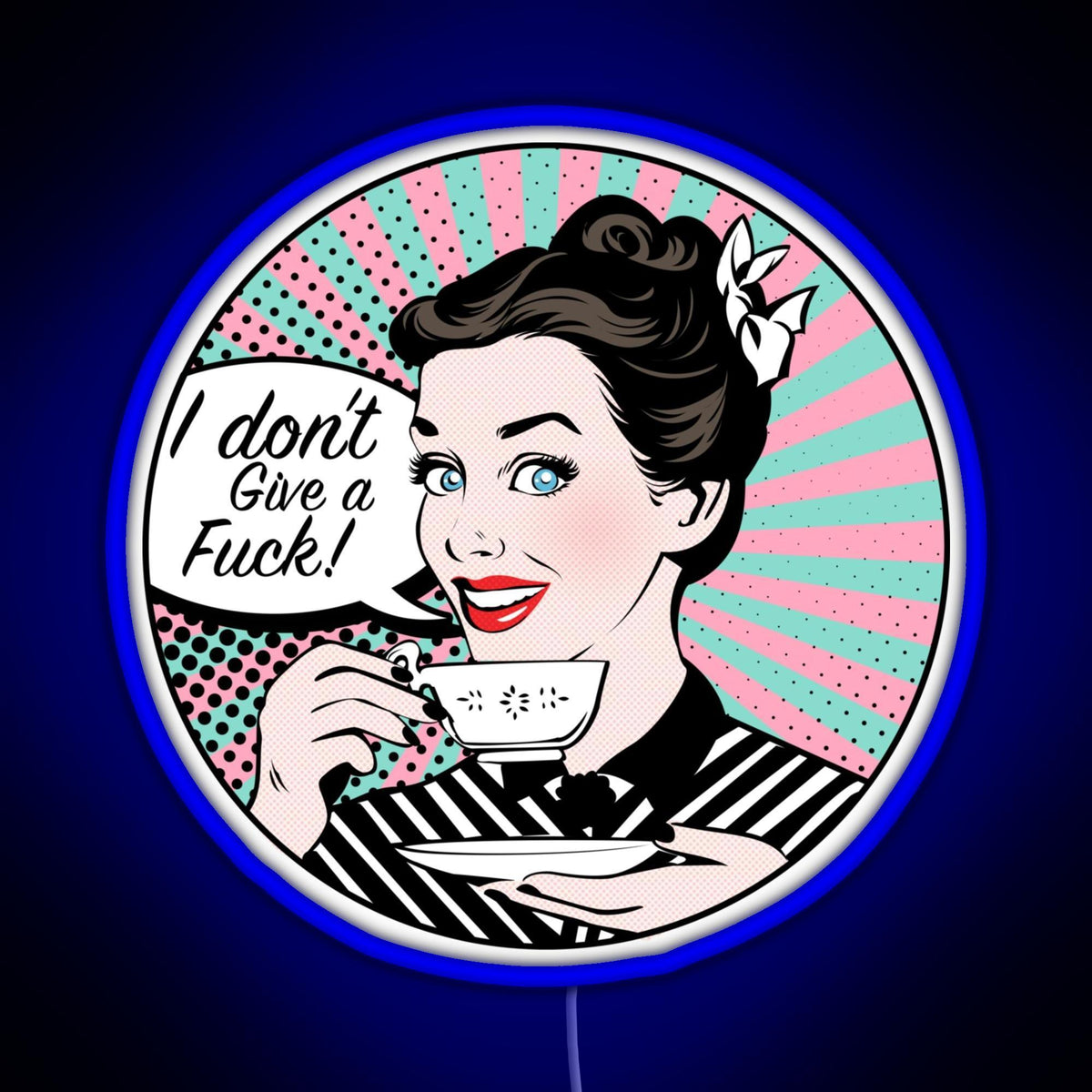 Pop Art Retro Woman Idgaf Feminist Sticker Rgb Neon Sign – Neon Factory