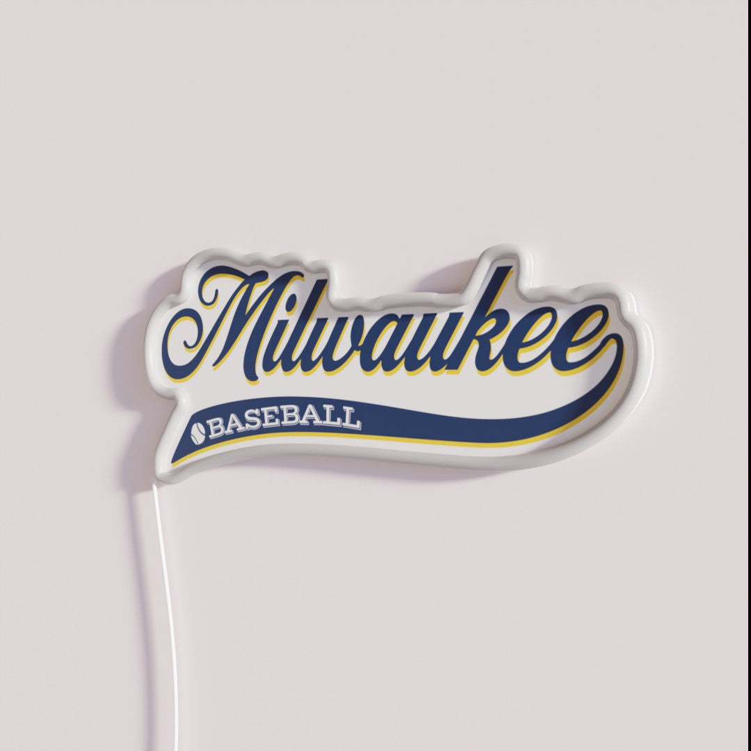 Retro Vintage Script Milwaukee Baseball Rgb Led Sign – Neon Factory