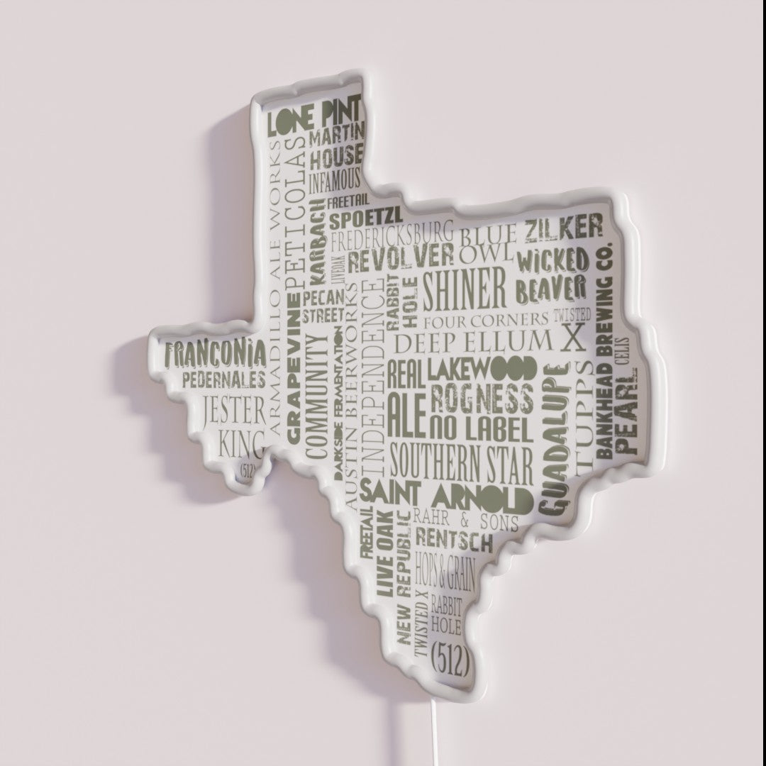 Texas Beer Lovers Merch Dark Brown Rgb Led Sign – Neon Factory