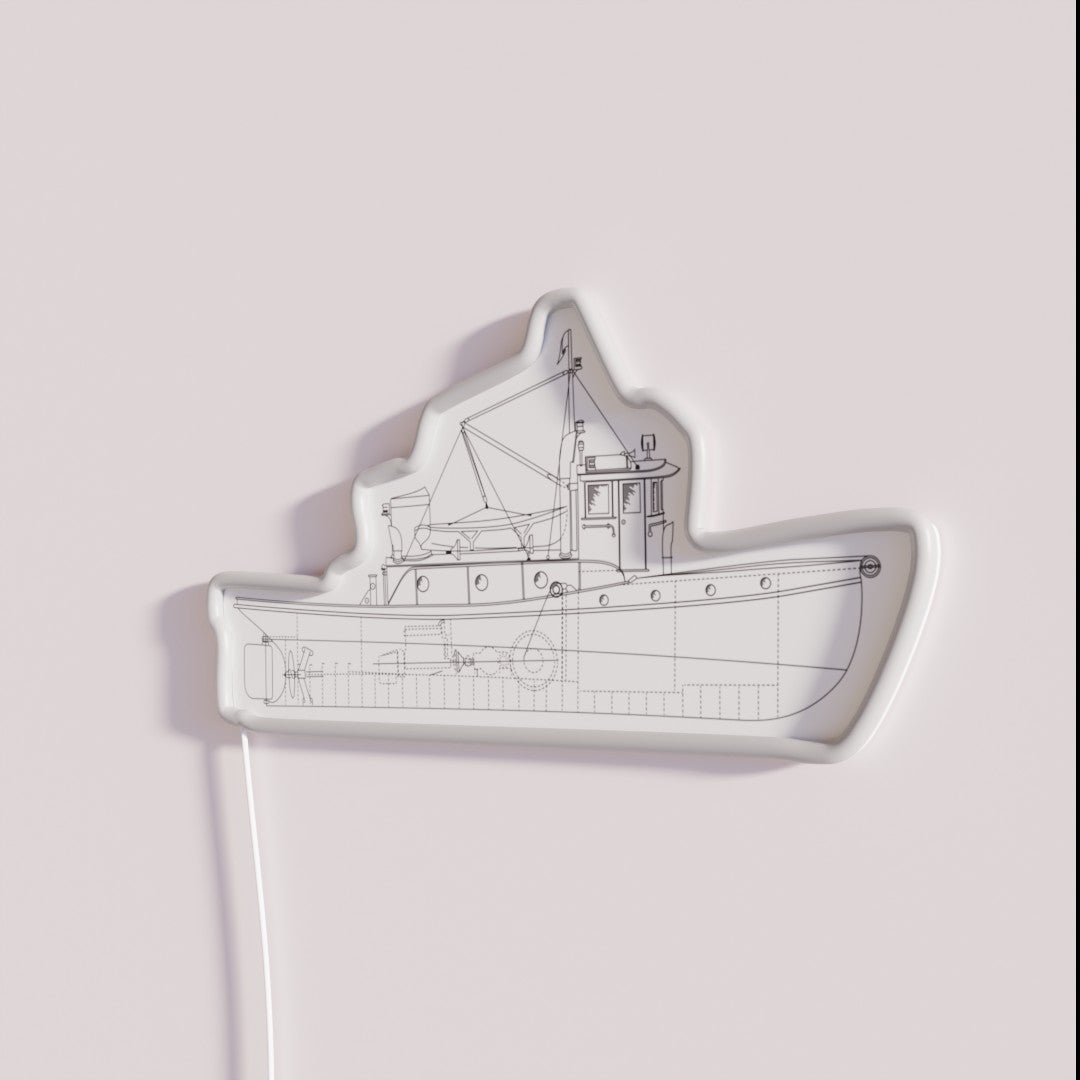 Tug Boat Plan Blueprint Lines Rgb Led Sign – Neon Factory