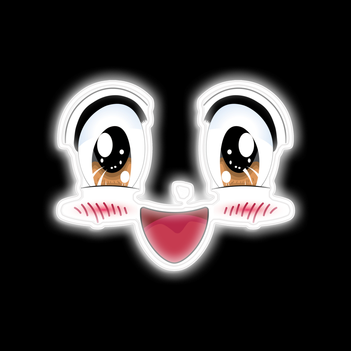 Cute Anime Face Neon Sign On Canvas Prints – Neon Factory