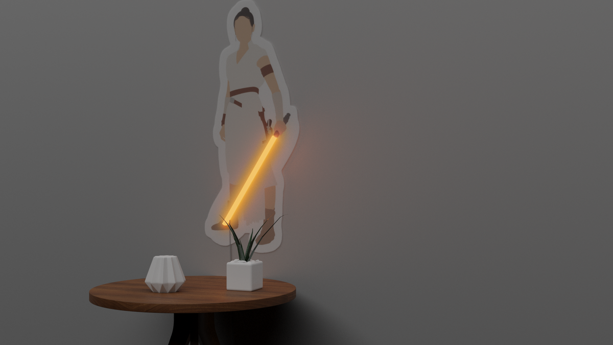 Yellow Neon Light Saber Art Inspired By Rey – Neon Factory