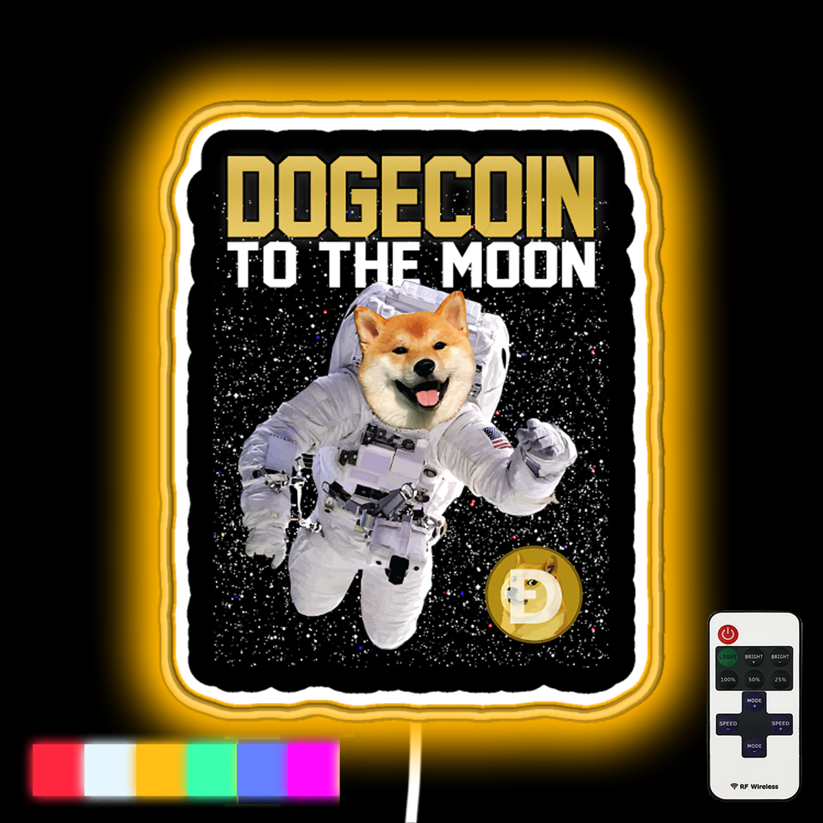 Dogecoin To The Moon - Cryptocurrency Funny Dog Astronaut Neon Led Sign ...