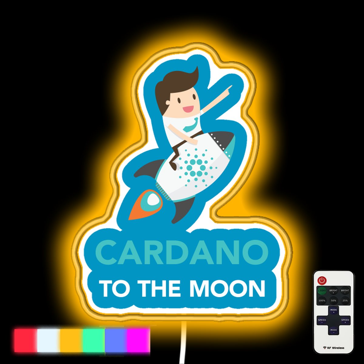 Cardano Coin To The Moon Neon Led Sign – Neon Factory