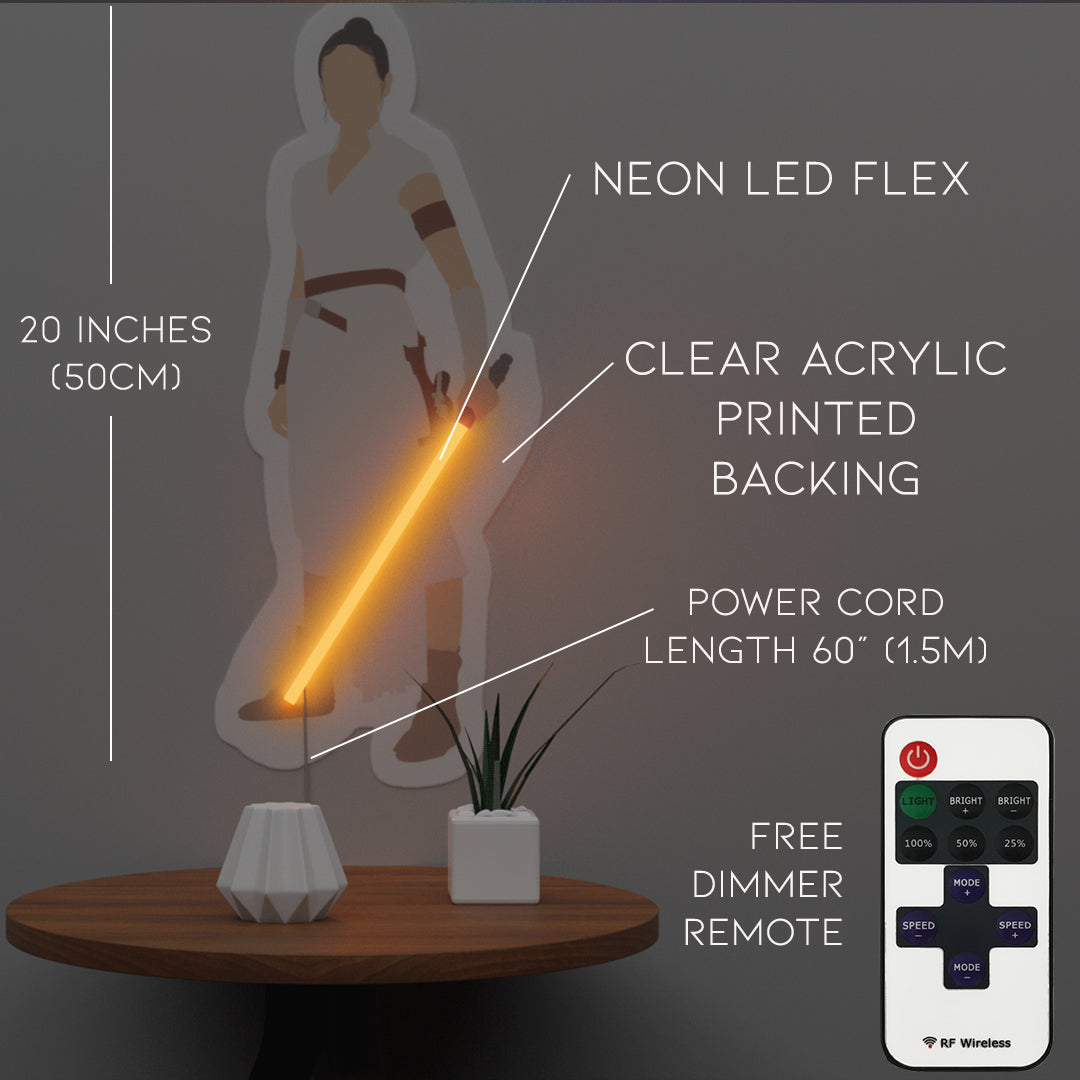 Yellow Neon Light Saber Art Inspired By Rey – Neon Factory