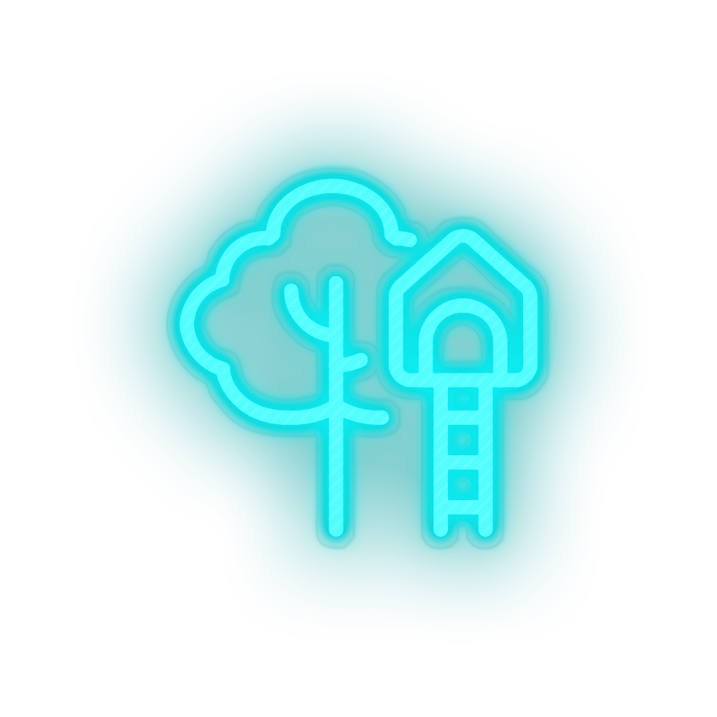 House Playground Outdoors Tree Treehouse Neon Sign - Family Babies Kids ...