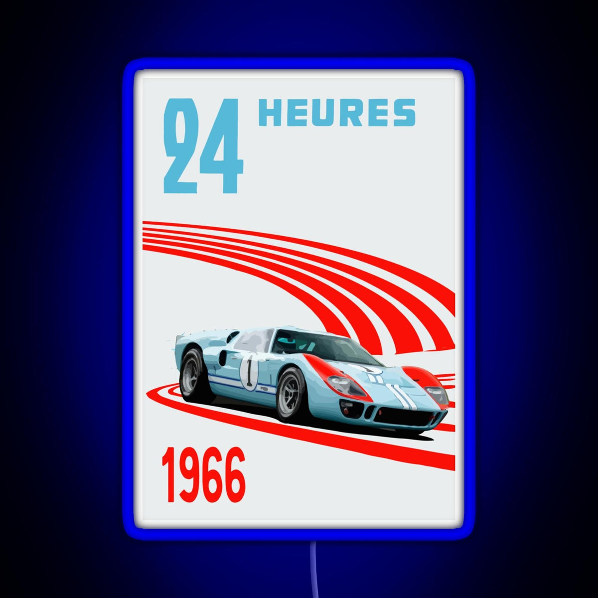 Ford Gt40 Mk2 Ken Miles 24 Hours 1966 Ford V Ferrari Rgb Neon Sign ...