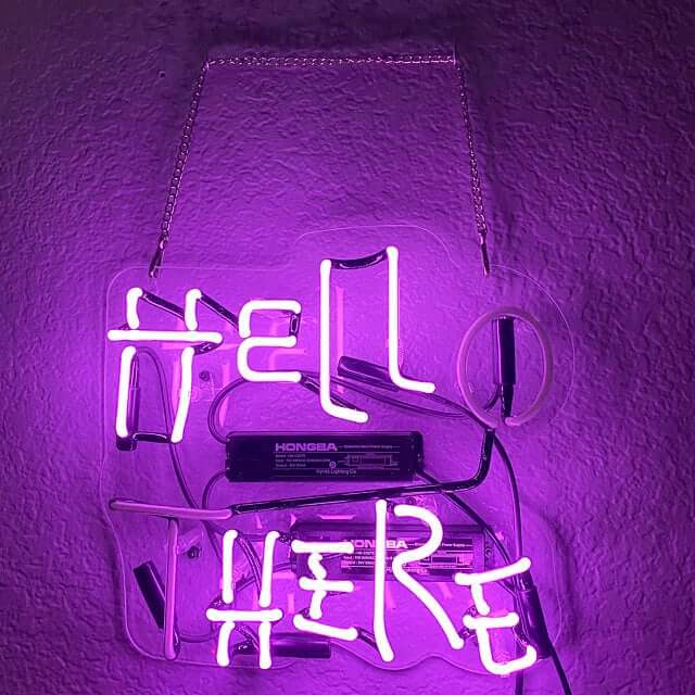 Hell here/hello there neon sign