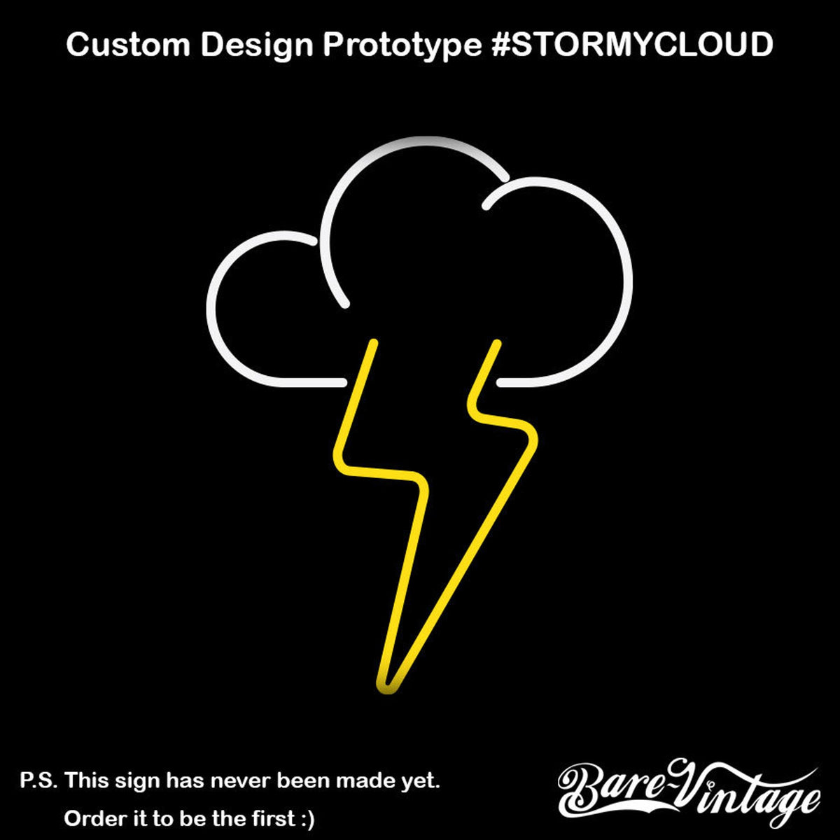 Stormy Cloud with Lightning LED Neon Bar Sign - Handmade Storm Cloud N