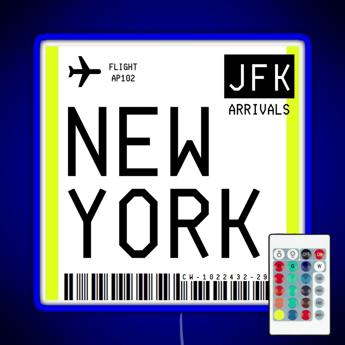 New York Mini Boarding Pass Rgb Neon Sign