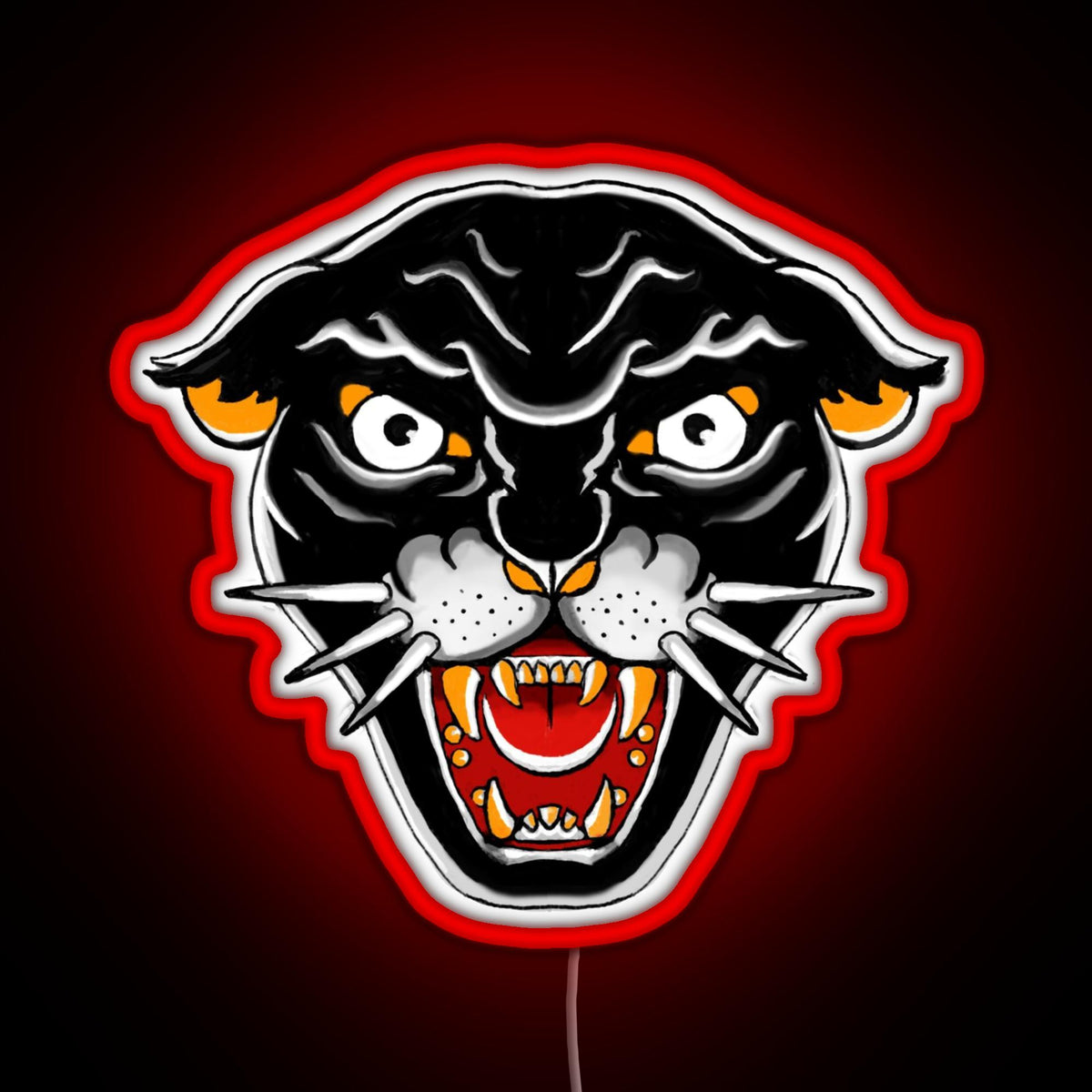 Old School Kitty Cat Orange And Black Rgb Neon Sign – Neon Factory